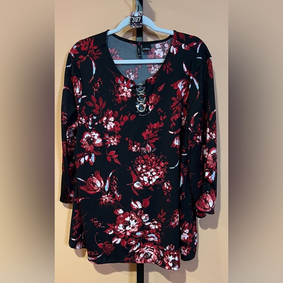 new directions | Tops | New Directions Black And Red Floral Blouse ...